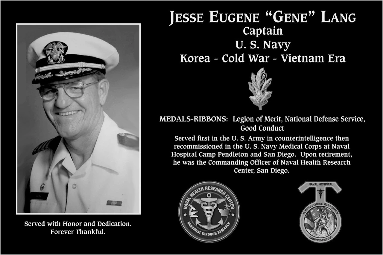 Captain Jesse Eugene Lang | Mt. Soledad Virtual Plaque