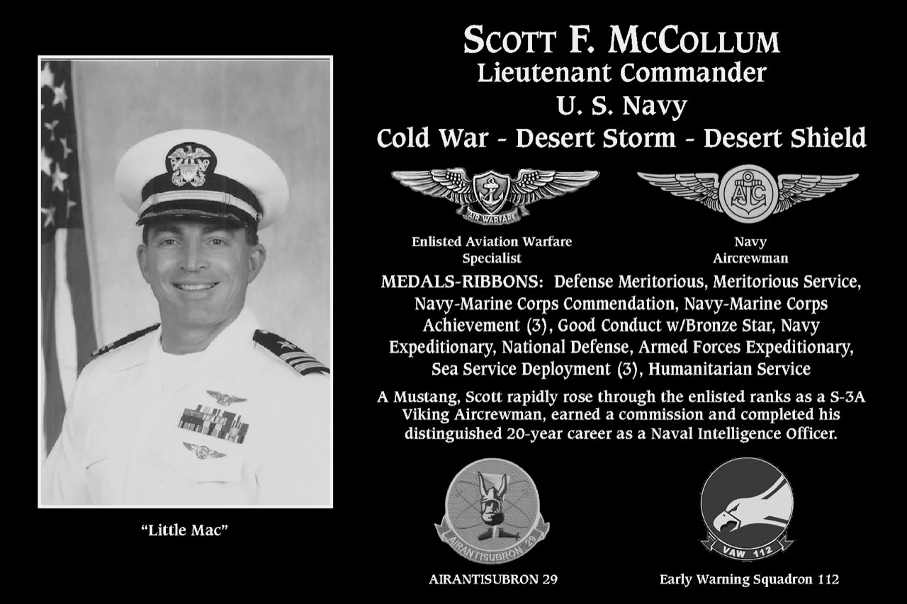 Lieutenant Commander Scott F. McCollum | Mt. Soledad Virtual Plaque