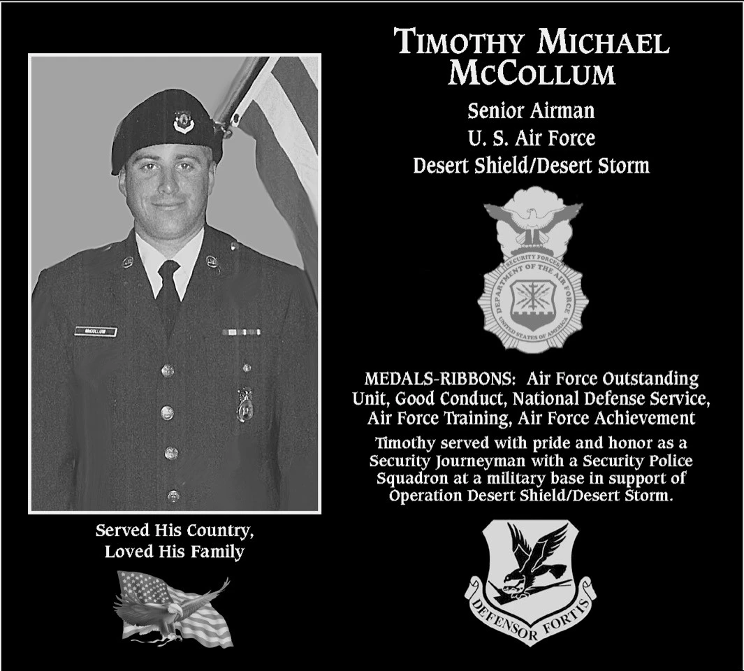 Senior Airman Timothy Michael McCollum | Mt. Soledad Virtual Plaque