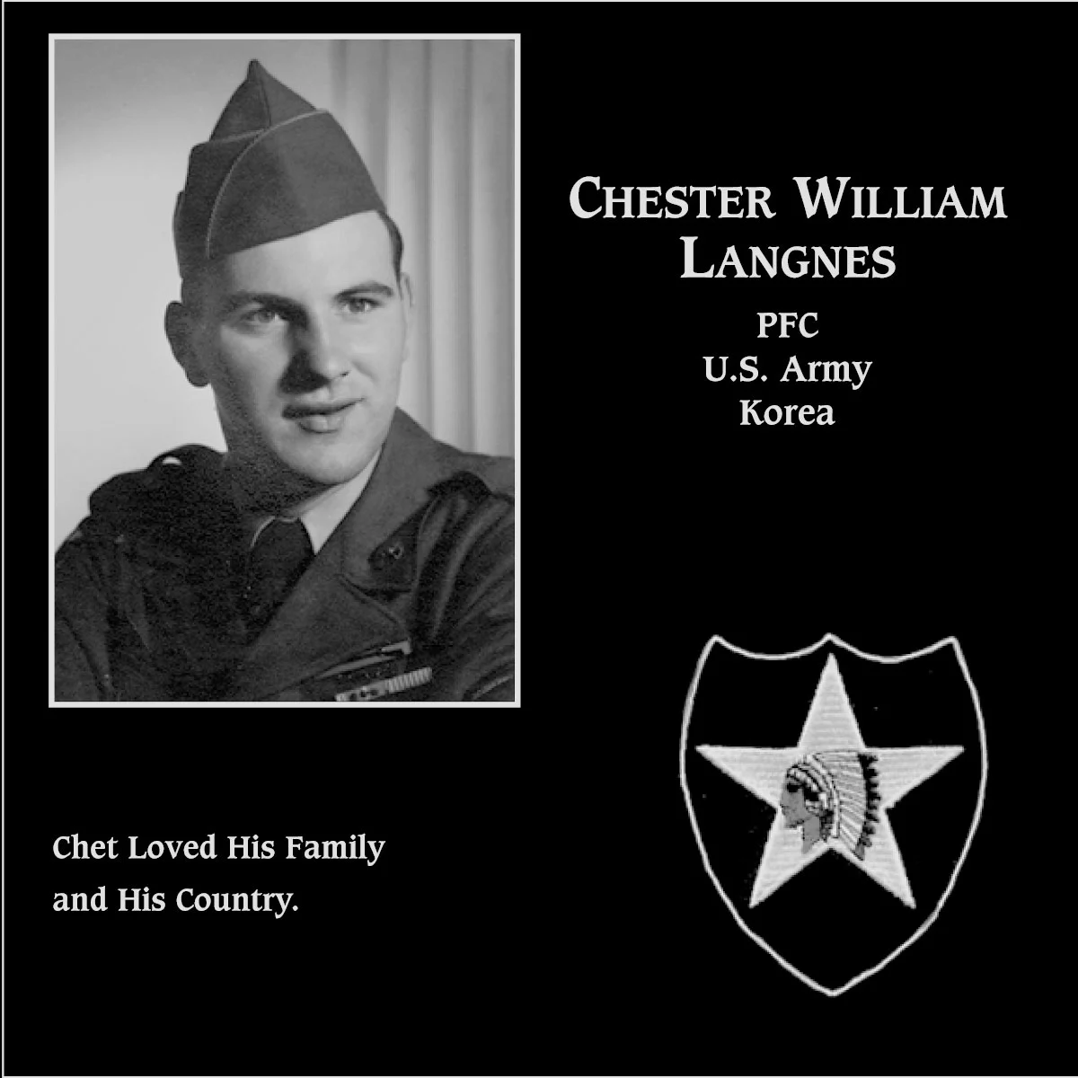 Private First Class Chester William Langnes | Mt. Soledad Virtual Plaque