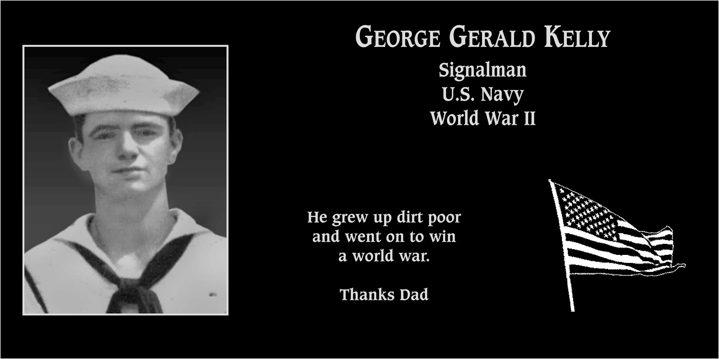 Petty Officer First Class George Gerald Kelly | Mt. Soledad Virtual Plaque