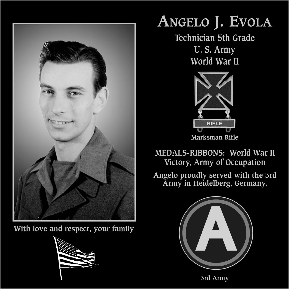 Private First Class Angelo J. Evola | Mt. Soledad Virtual Plaque