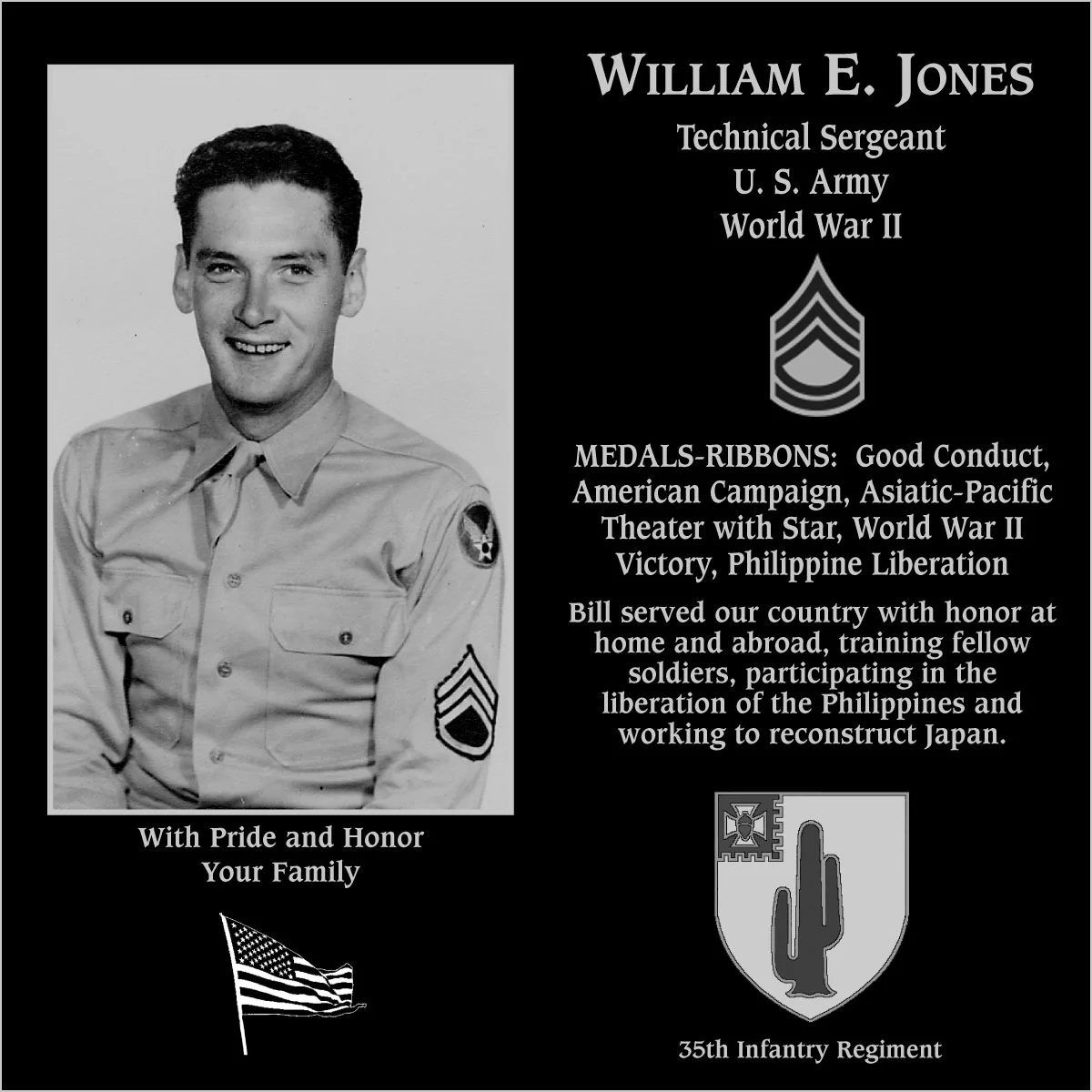Sergeant William E. Jones | Mt. Soledad Virtual Plaque