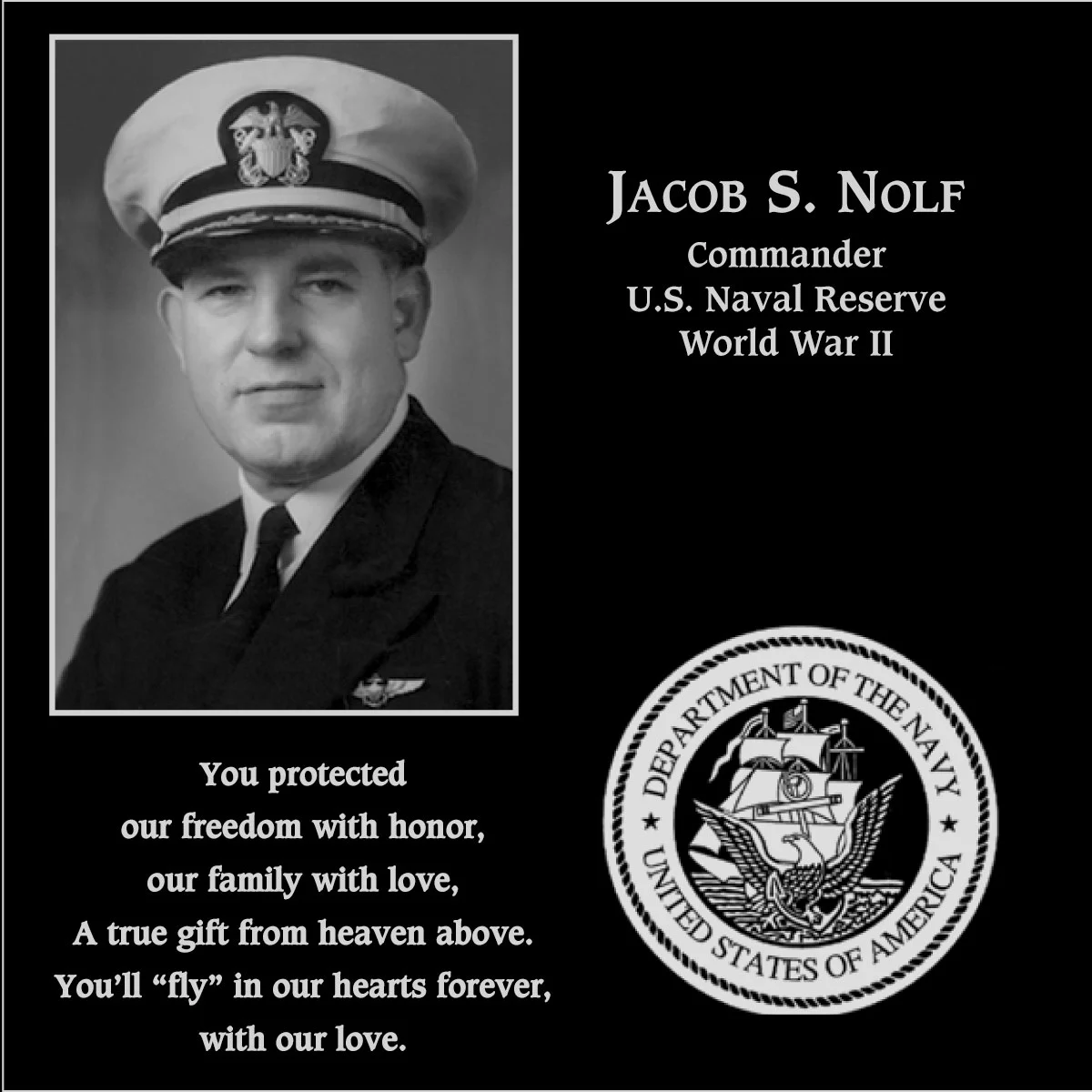 Commander Jacob S. Nolf | Mt. Soledad Virtual Plaque