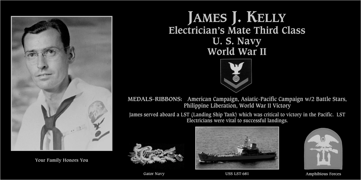 Petty Officer Third Class James J. Kelly | Mt. Soledad Virtual Plaque