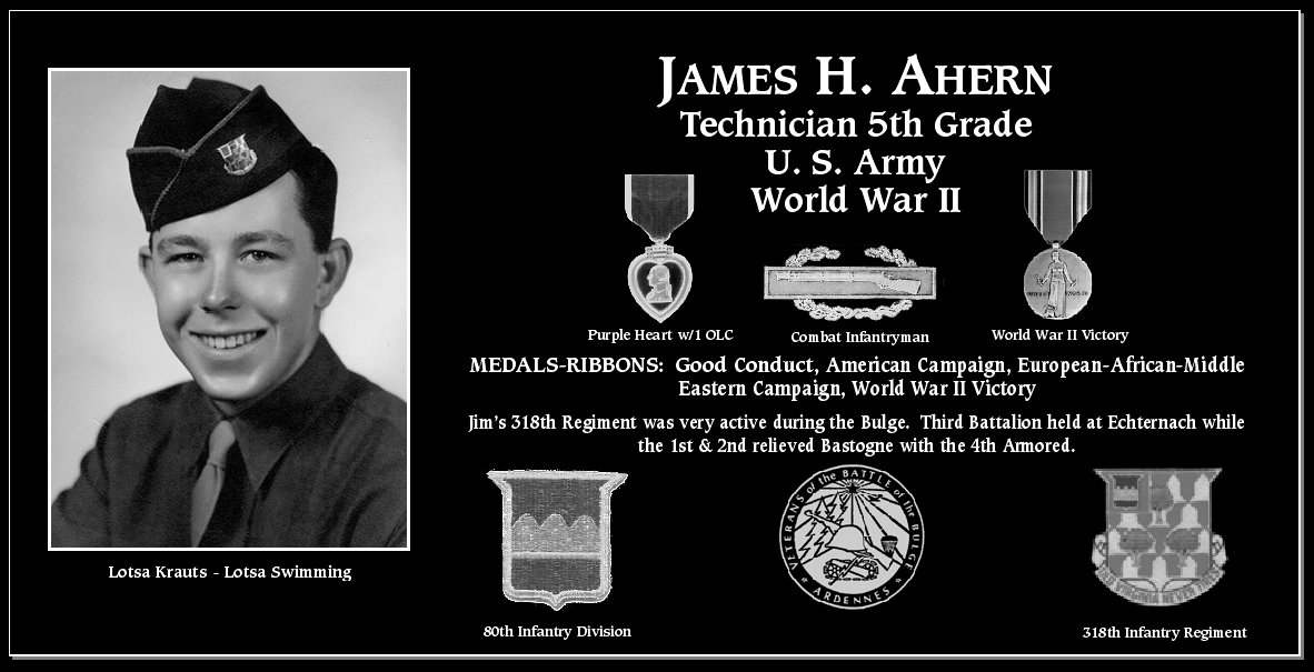 Private First Class James H. Ahern | Mt. Soledad Virtual Plaque