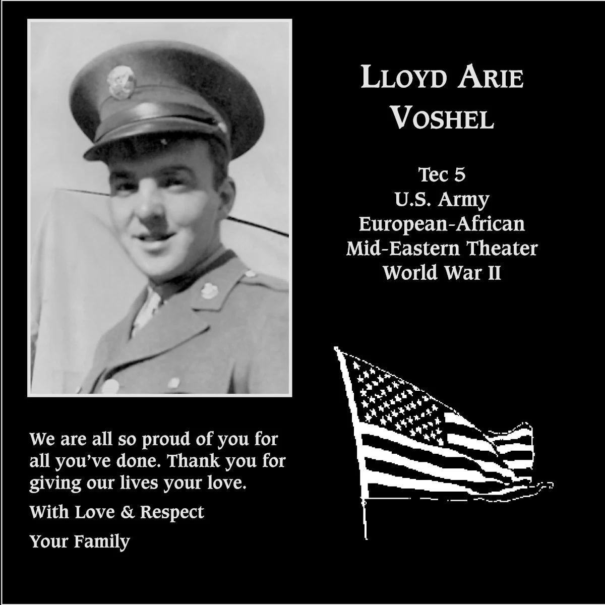 Private First Class Lloyd Arie Voshel | Mt. Soledad Virtual Plaque
