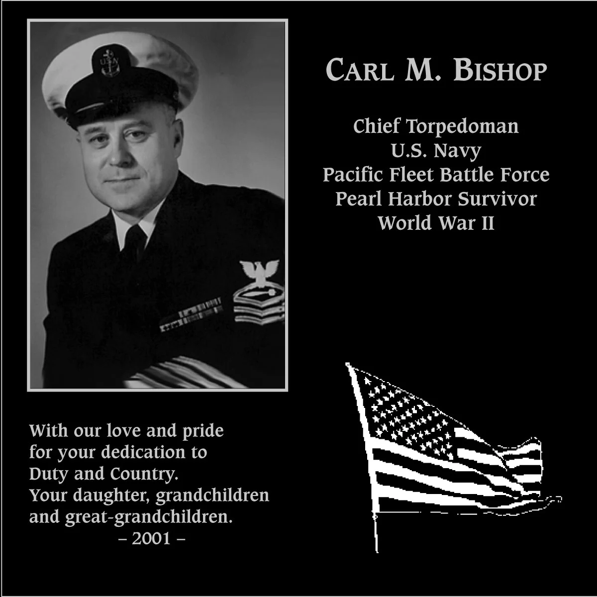Chief Petty Officer Carl M. Bishop | Mt. Soledad Virtual Plaque