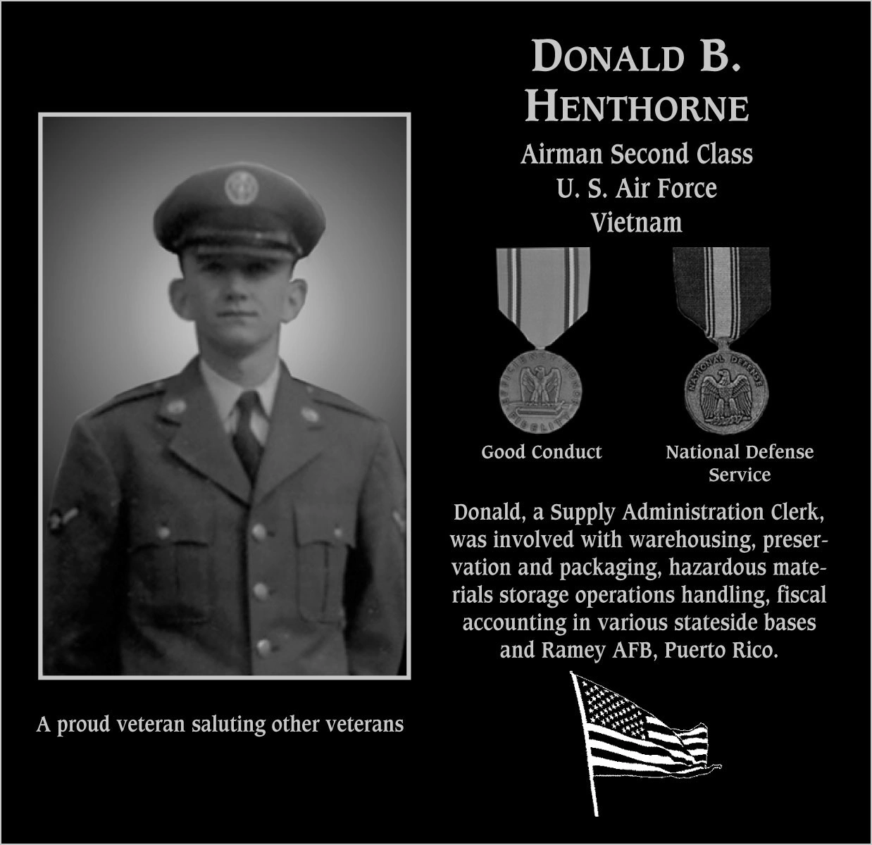 Airman Donald B. Henthorne | Mt. Soledad Virtual Plaque