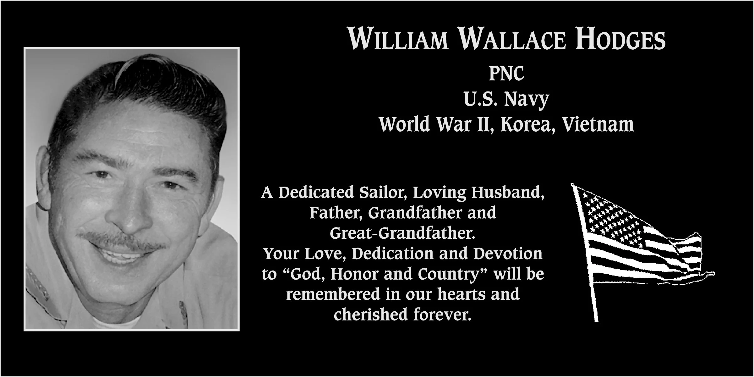 Chief Petty Officer William Wallace Hodges | Mt. Soledad Virtual Plaque
