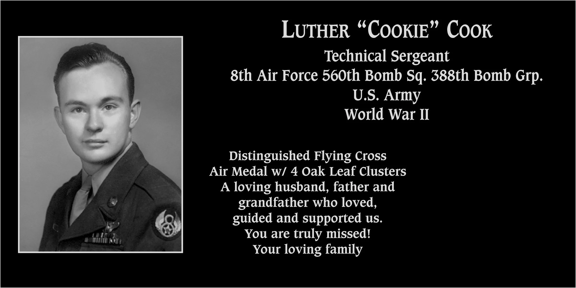 Sergeant First Class Luther Cook | Mt. Soledad Virtual Plaque