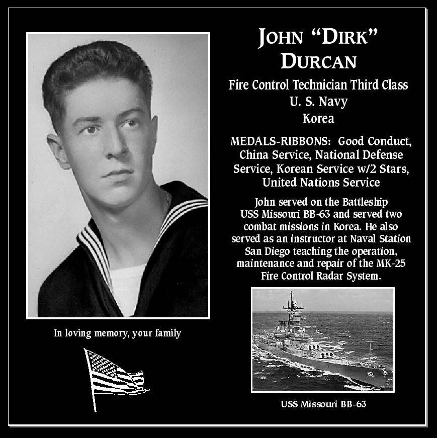 Petty Officer Third Class John Durcan | Mt. Soledad Virtual Plaque