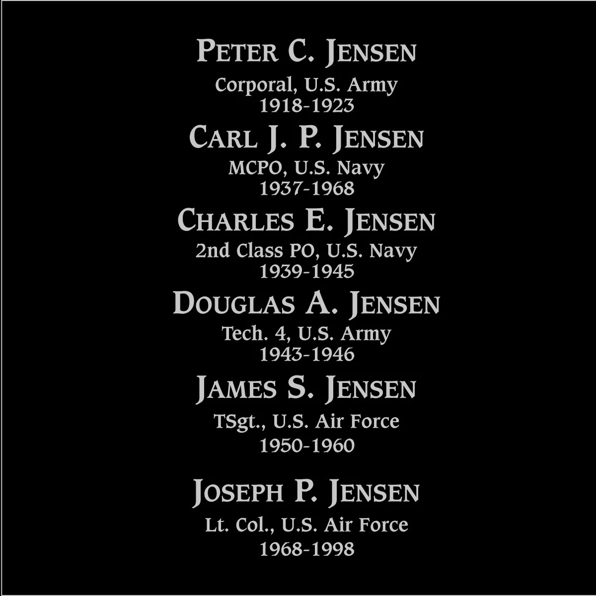 Lieutenant Colonel Joseph P Jensen | Mt. Soledad Virtual Plaque