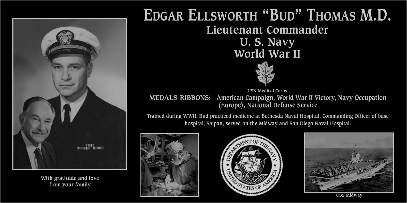 Lieutenant Commander Edgar Ellesworth Thomas | Mt. Soledad Virtual Plaque