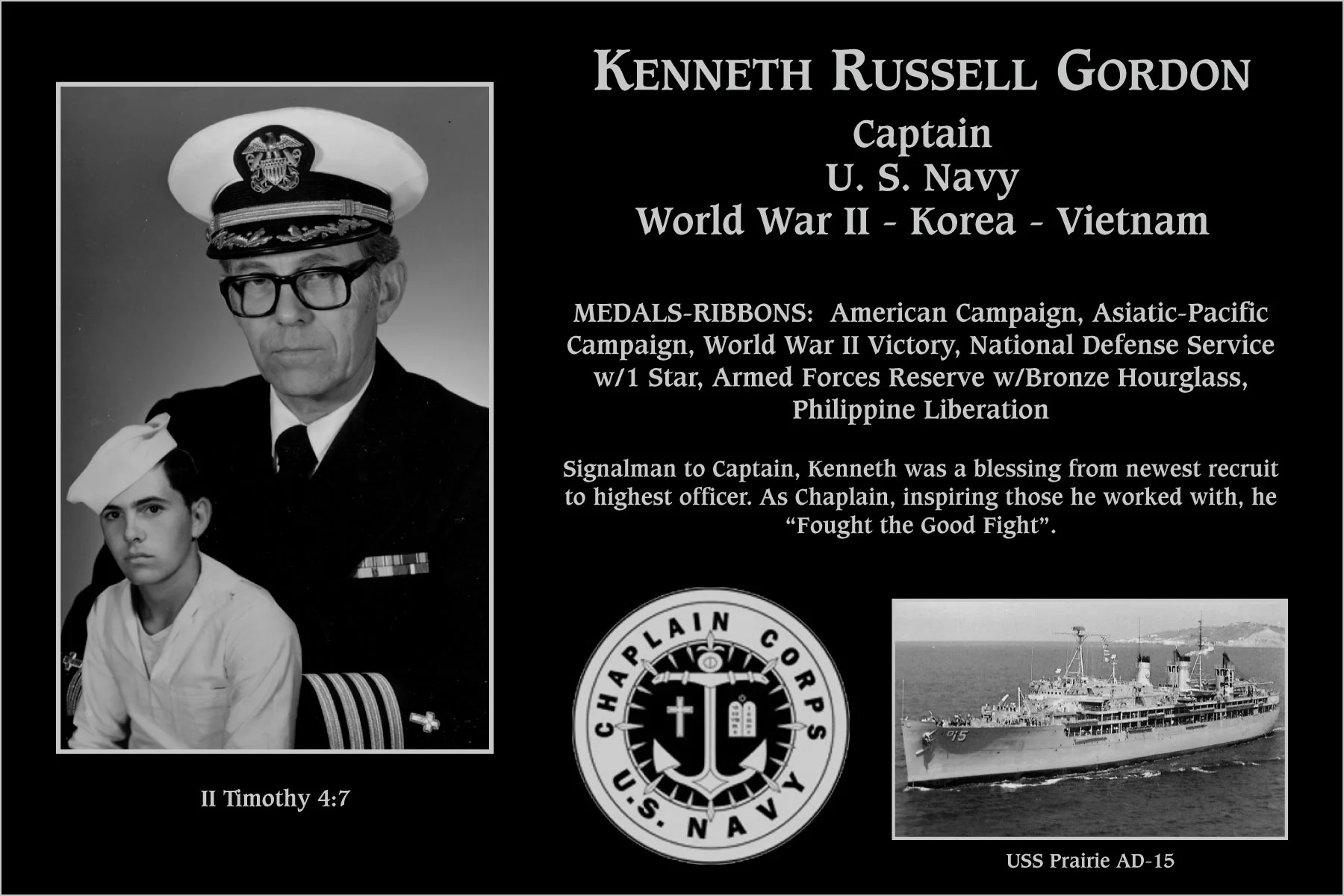 Captain Kenneth Russell Gordon | Mt. Soledad Virtual Plaque