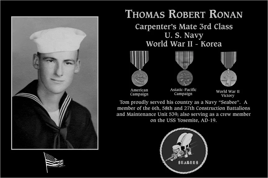 Petty Officer Third Class Thomas Robert Ronan | Mt. Soledad Virtual Plaque