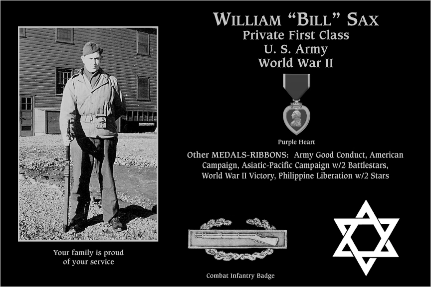Private First Class William Sax | Mt. Soledad Virtual Plaque