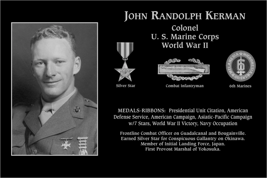 Colonel John Randolph Kerman | Mt. Soledad Virtual Plaque