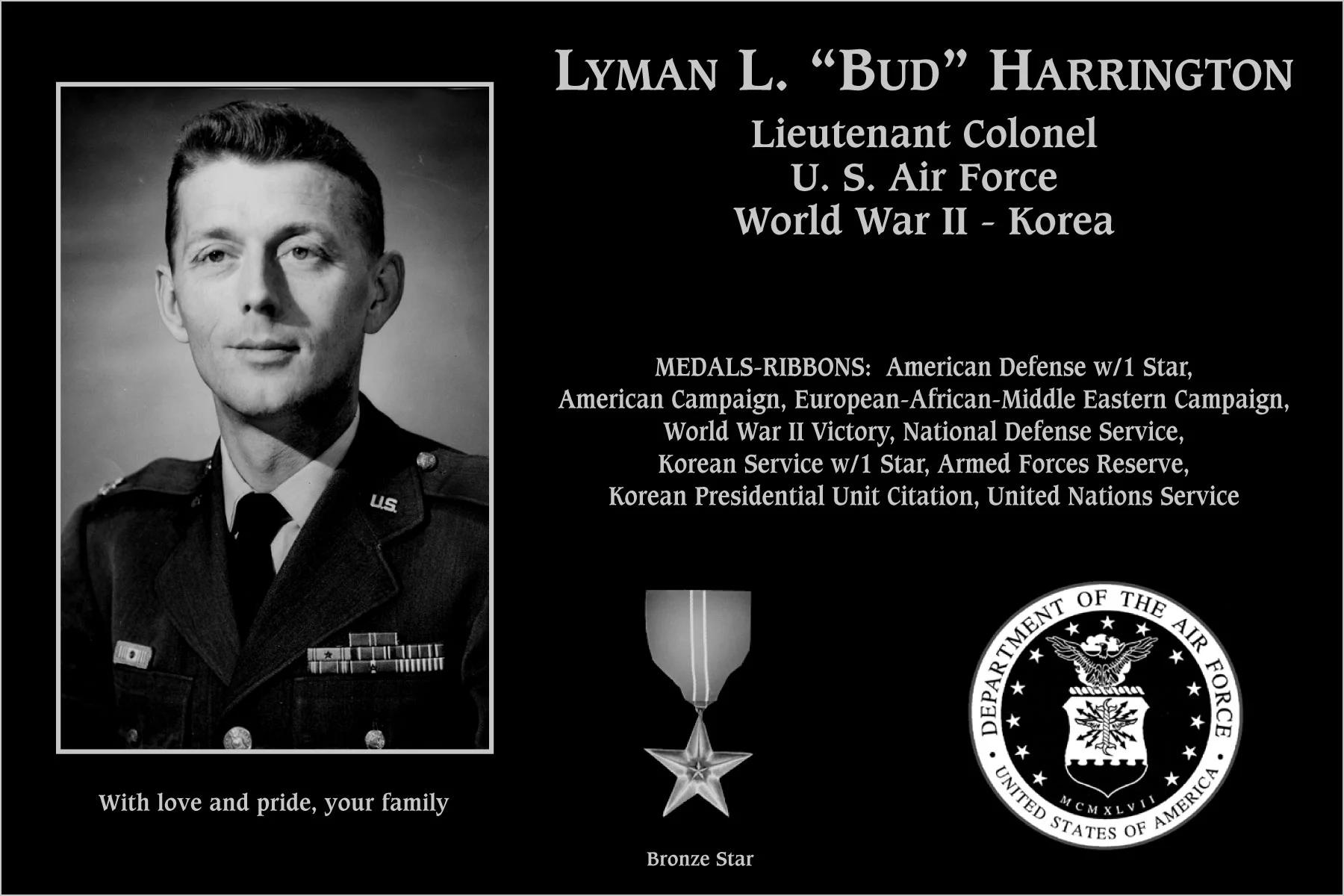 Lieutenant Colonel Lyman L. Harrington | Mt. Soledad Virtual Plaque