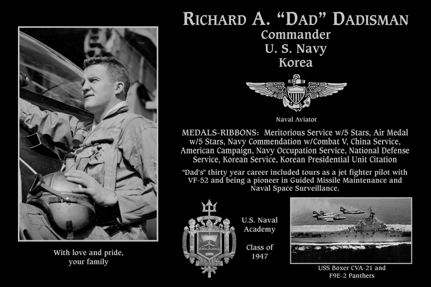 Commander Richard A Dadisman | Mt. Soledad Virtual Plaque
