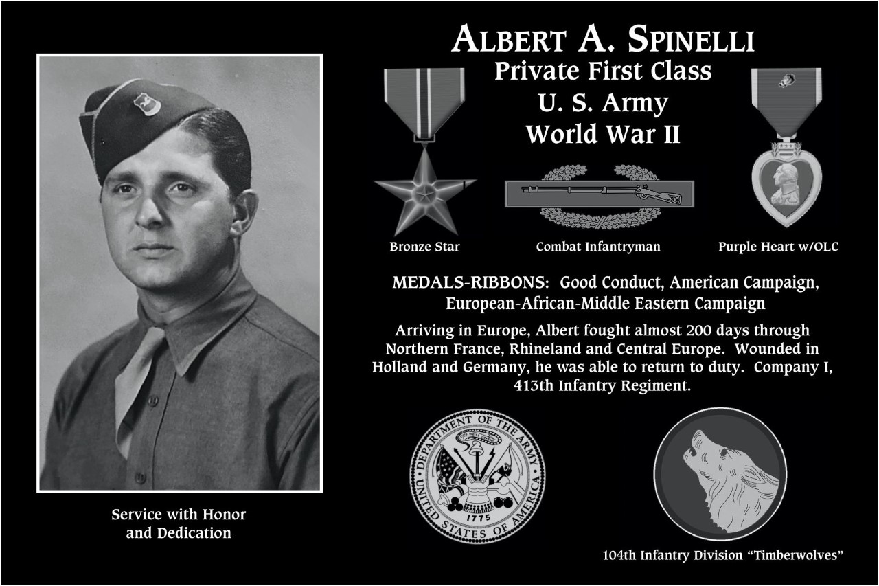 Private First Class Albert A. Spinelli | Mt. Soledad Virtual Plaque