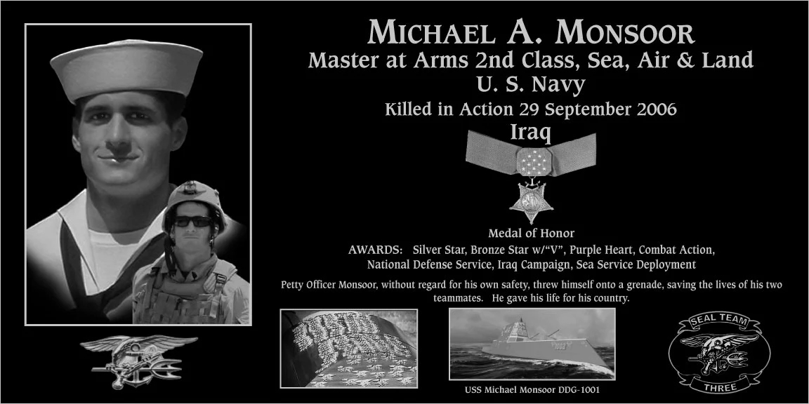 Petty Officer Second Class Michael A Monsoor | Mt. Soledad Virtual Plaque
