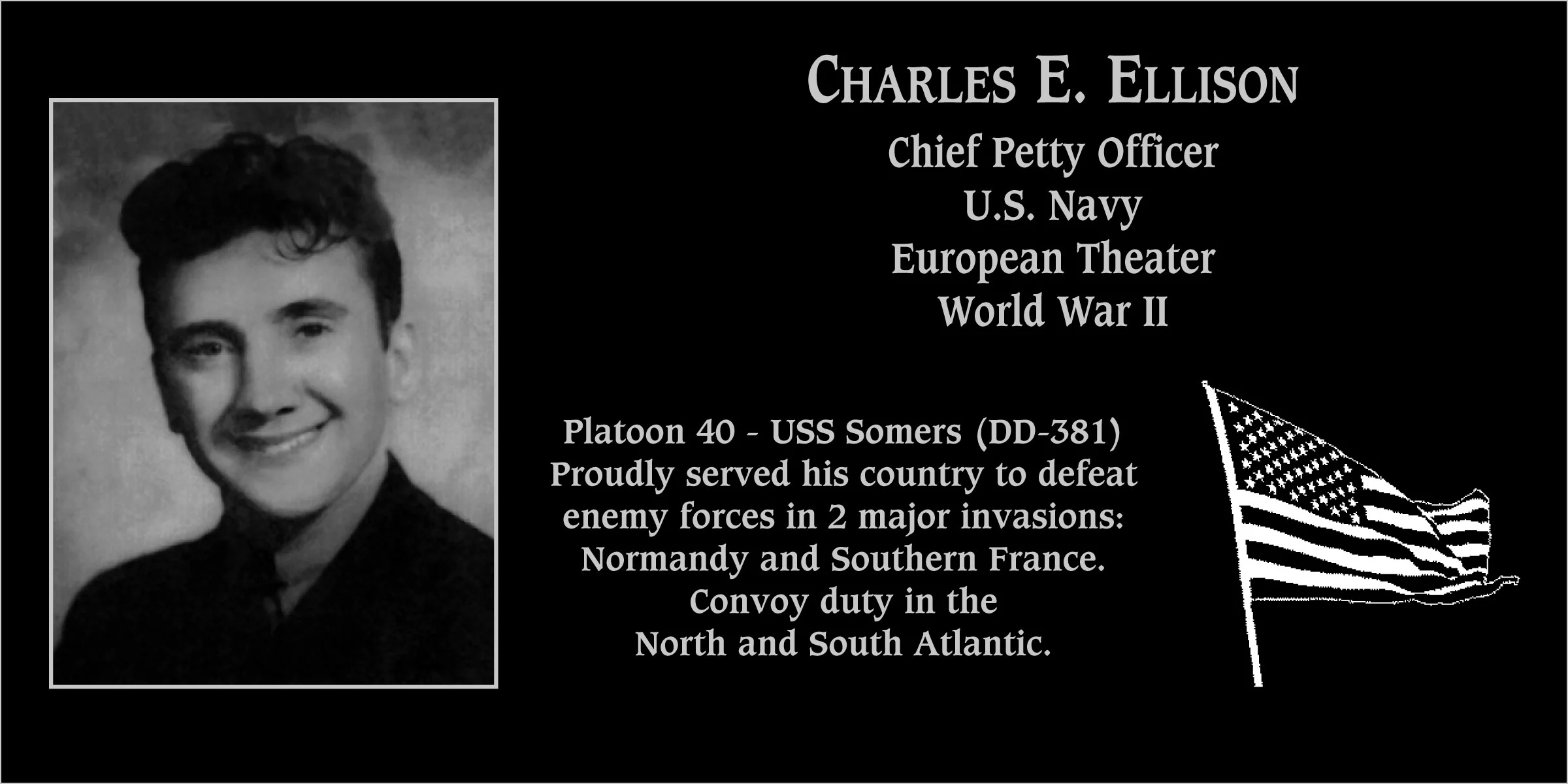 Chief Petty Officer Charles E Ellison | Mt. Soledad Virtual Plaque