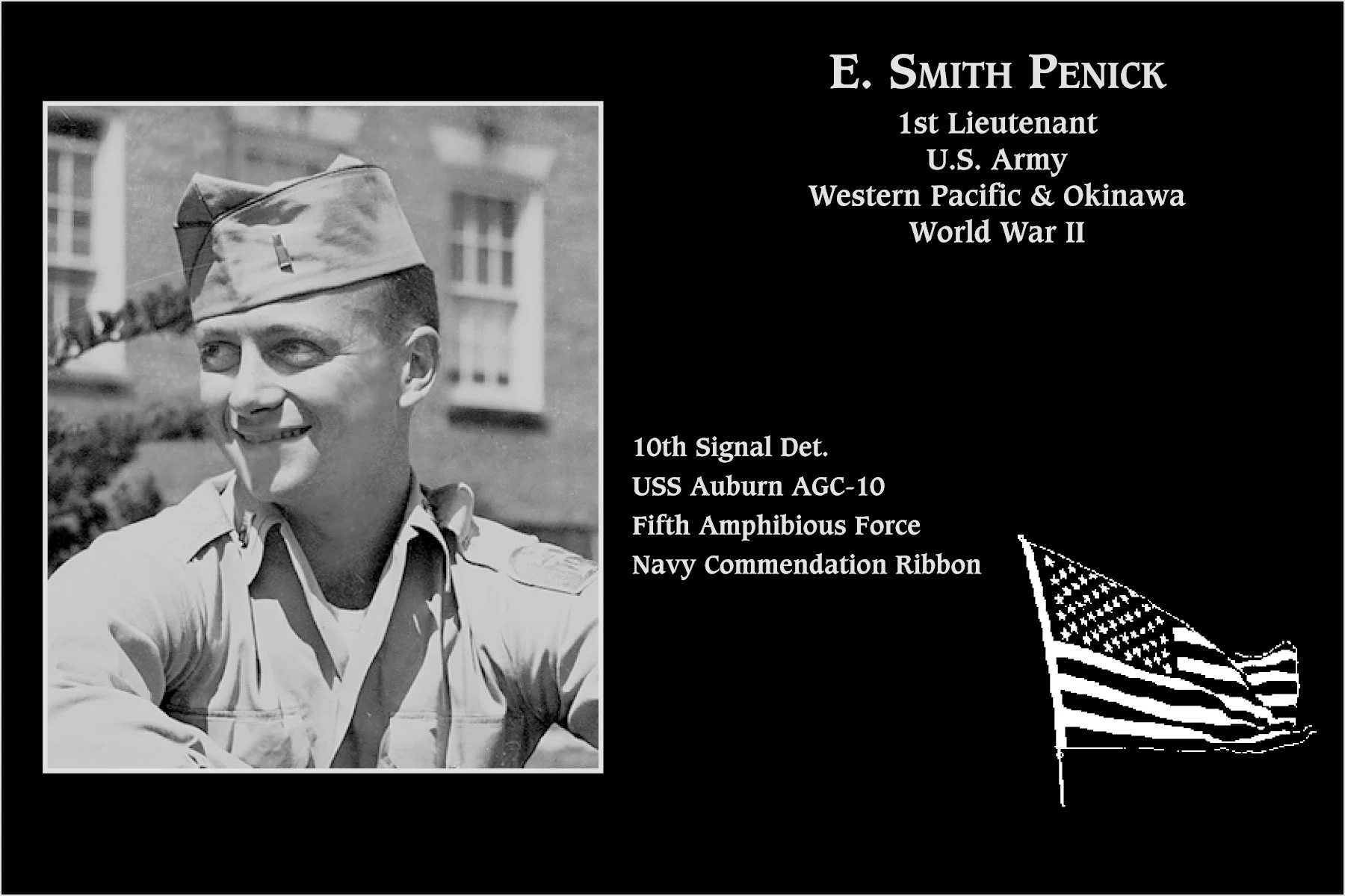 First Lieutenant E Smith Penick | Mt. Soledad Virtual Plaque