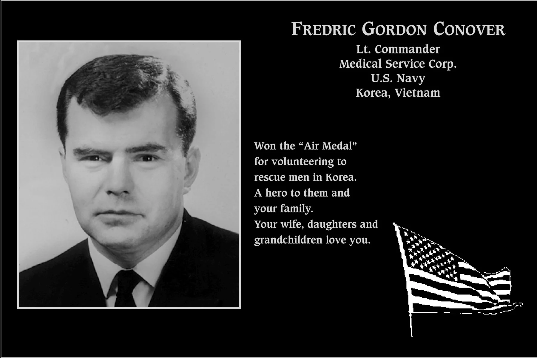 Lieutenant Commander Frederic Gordon Conover | Mt. Soledad Virtual Plaque