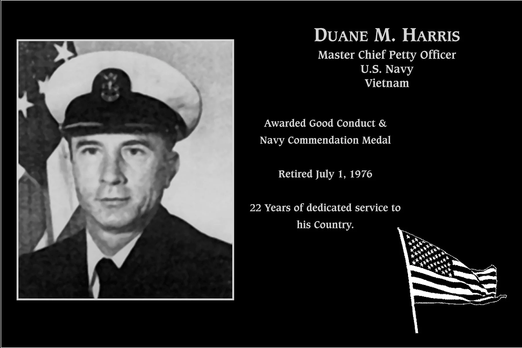 Master Chief Petty Officer Duane M Harris | Mt. Soledad Virtual Plaque