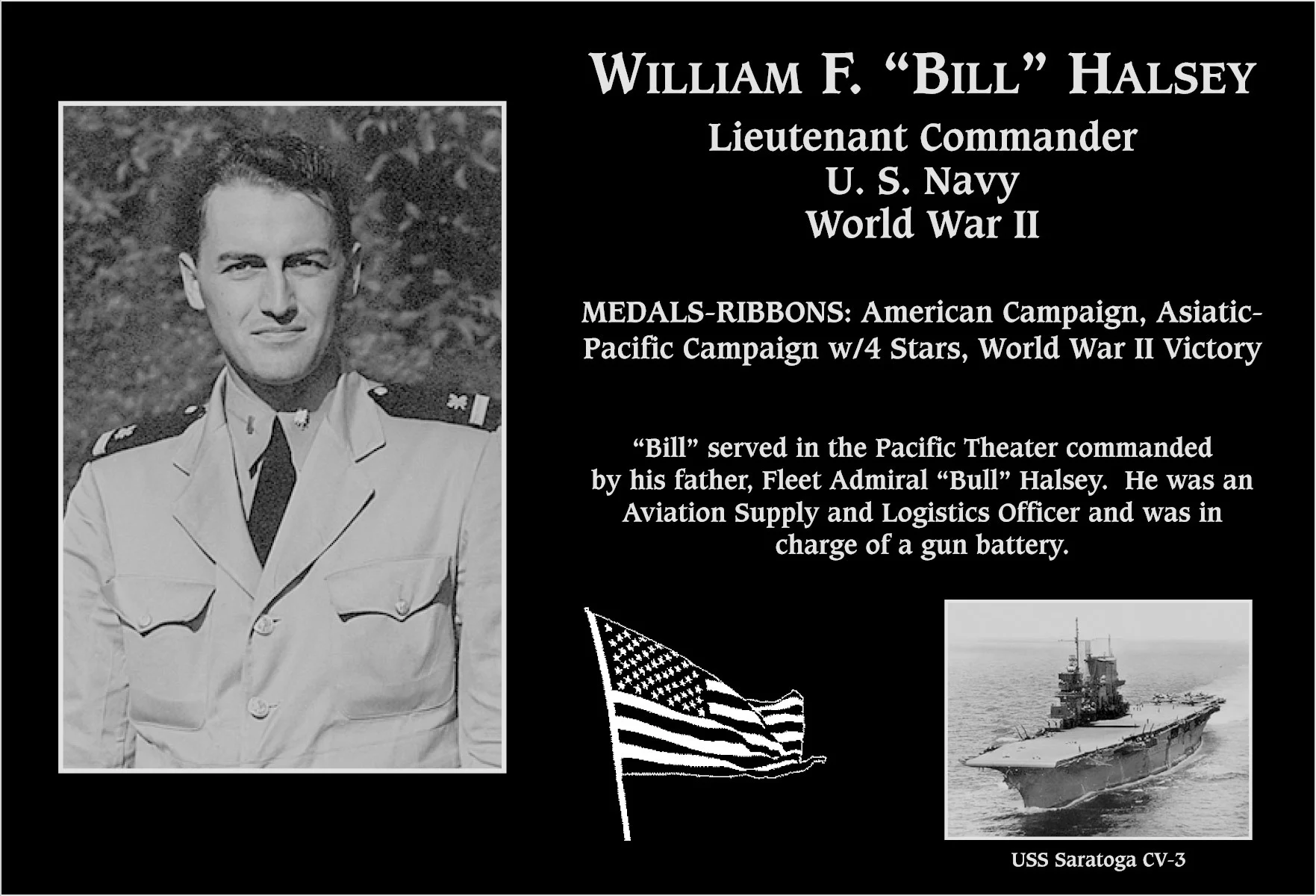 Lieutenant Commander William F Halsey | Mt. Soledad Virtual Plaque