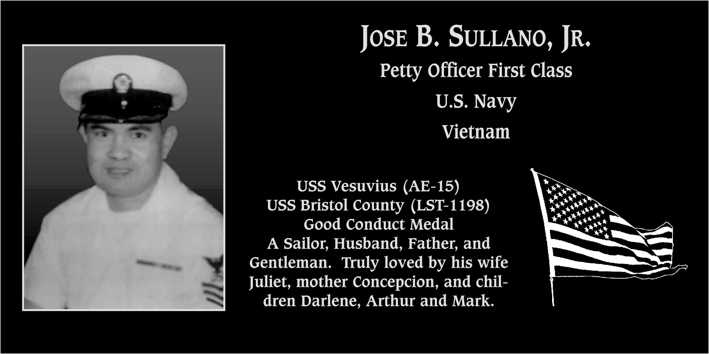 Petty Officer First Class Jose B. Sullano, Jr. | Mt. Soledad Virtual Plaque