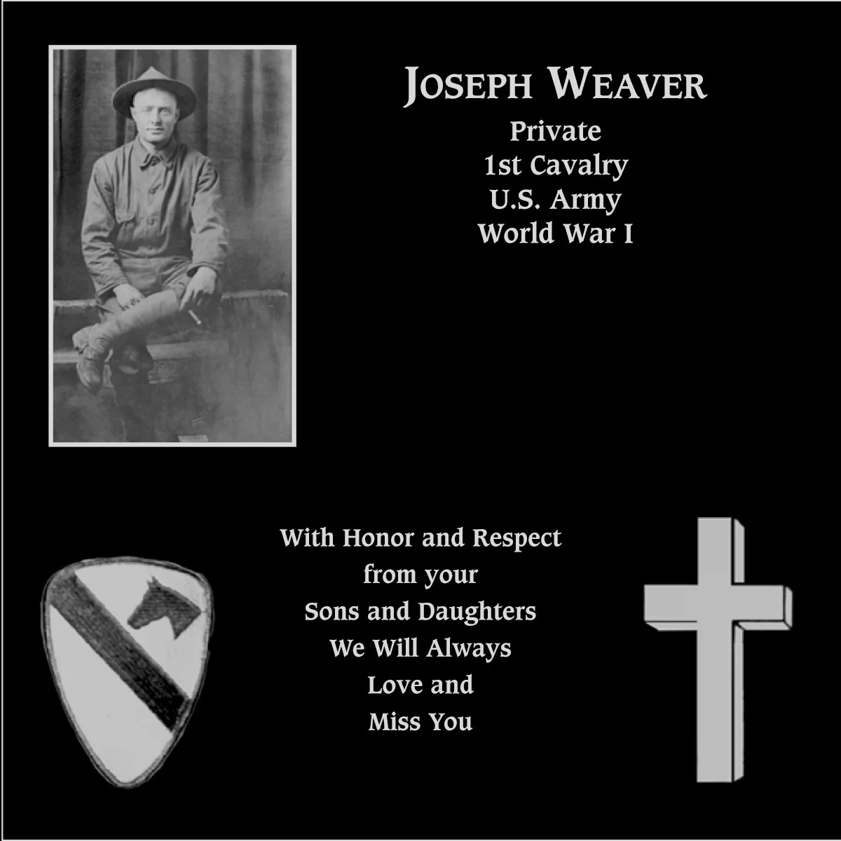 Private Joseph Weaver | Mt. Soledad Virtual Plaque