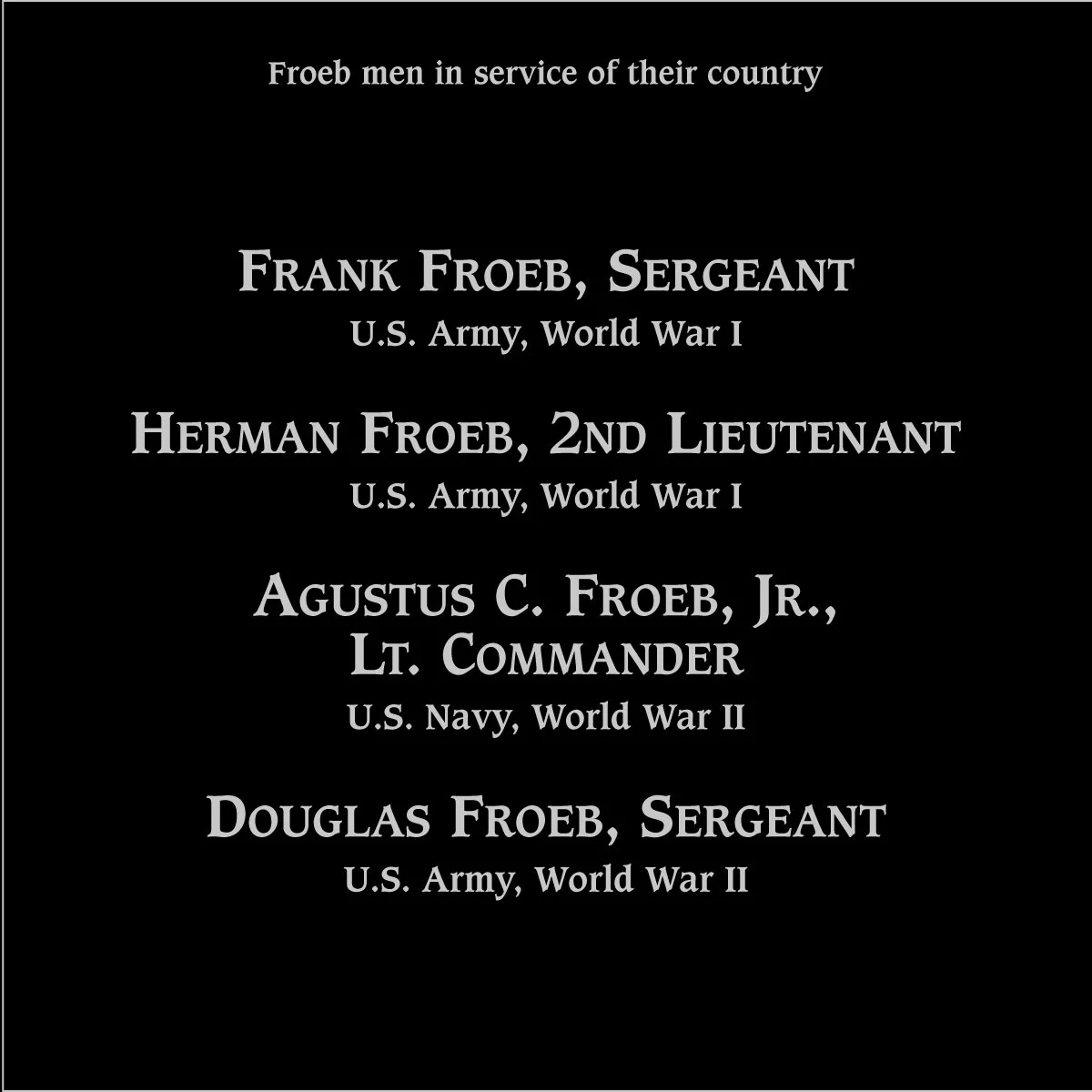 Lieutenant Commander Agustus C. Froeb, Jr. | Mt. Soledad Virtual Plaque
