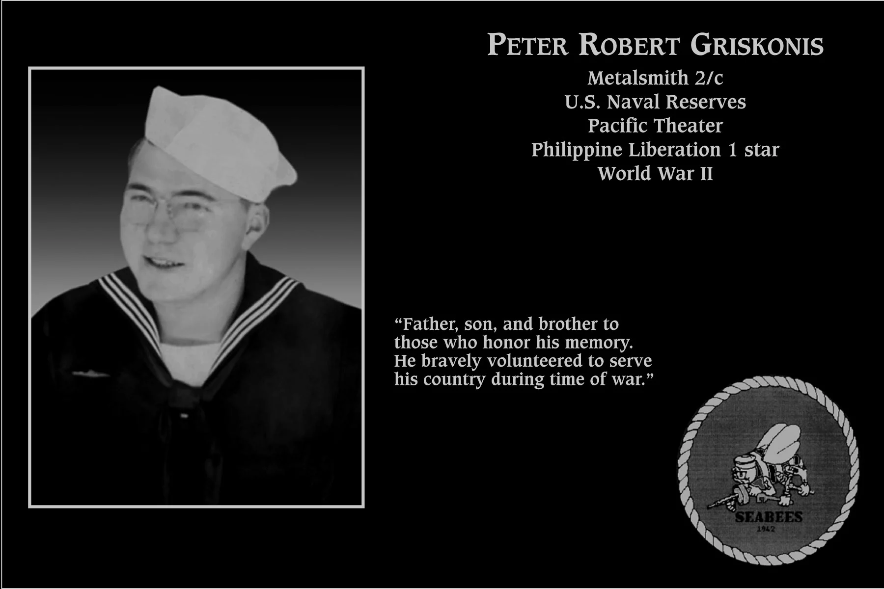 Petty Officer Second Class Peter Robert Griskonis | Mt. Soledad Virtual ...