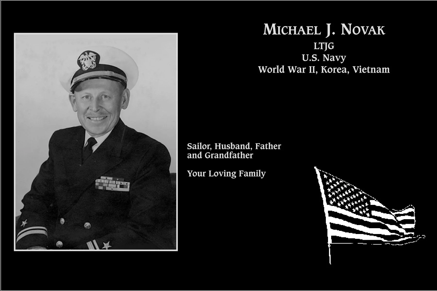 Lieutenant, Junior Grade Michael J Novak | Mt. Soledad Virtual Plaque