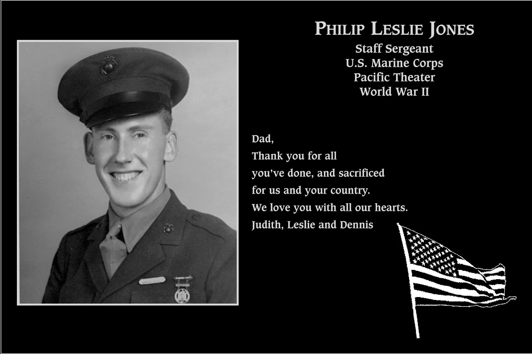 Staff Sergeant Philip Leslie Jones | Mt. Soledad Virtual Plaque