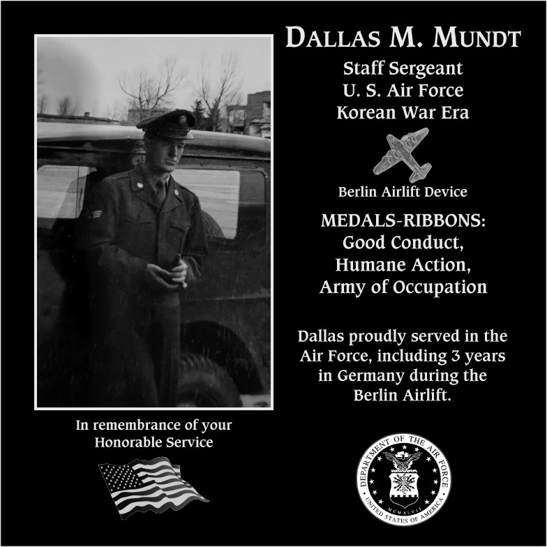 Staff Sergeant Dallas M. Mundt | Mt. Soledad Virtual Plaque
