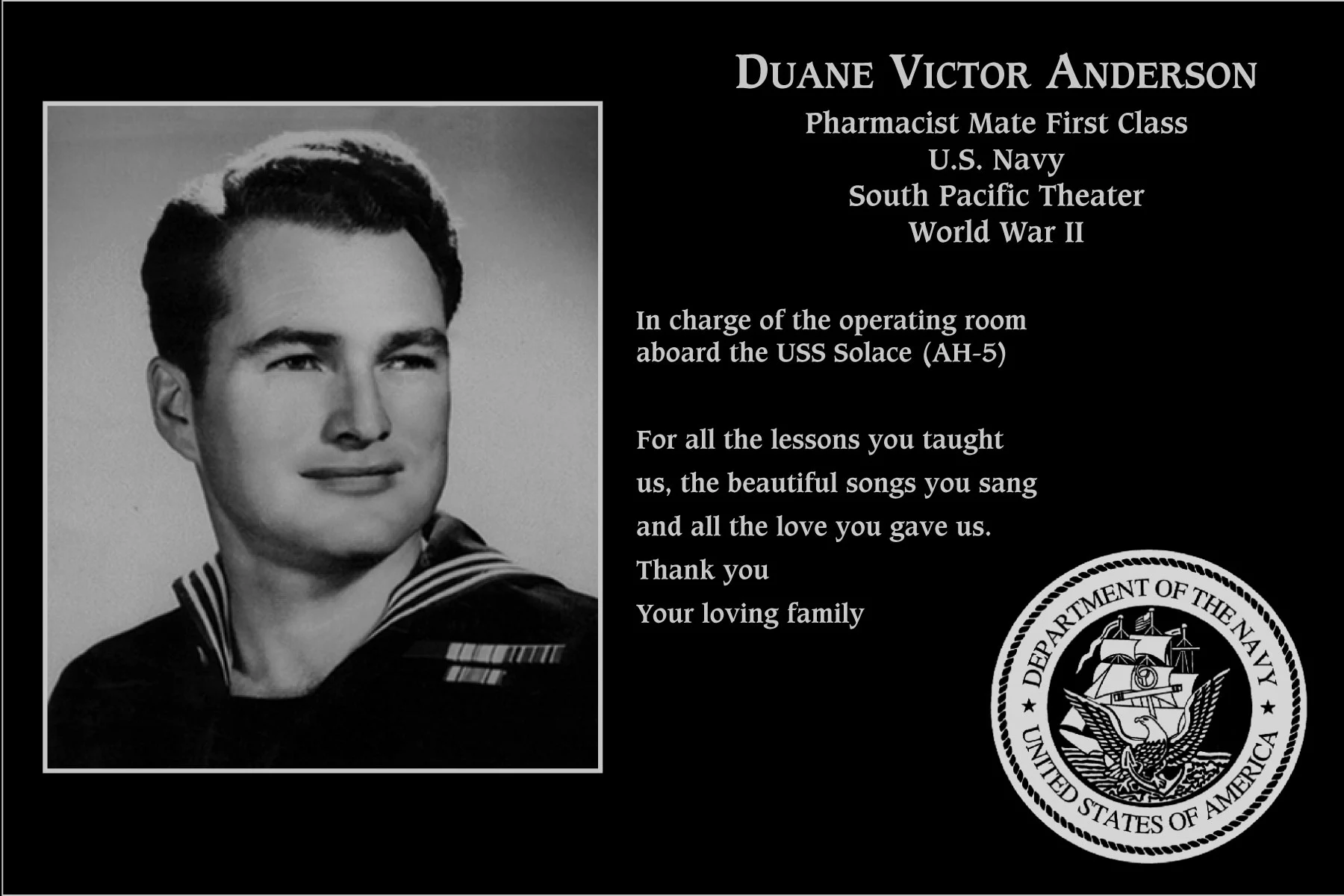 Petty Officer First Class Duane Victor Anderson | Mt. Soledad Virtual ...