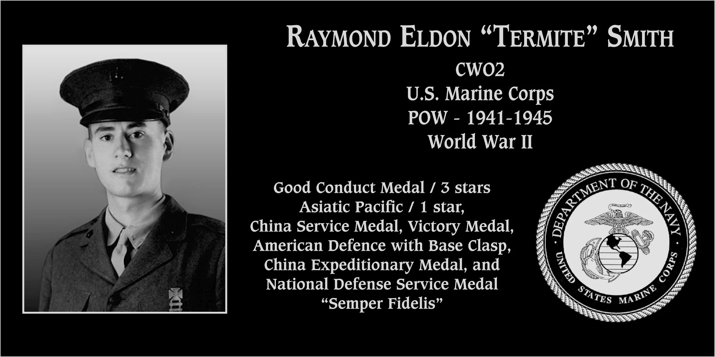 Chief Warrant Officer 4 Raymond Eldon Smith | Mt. Soledad Virtual Plaque