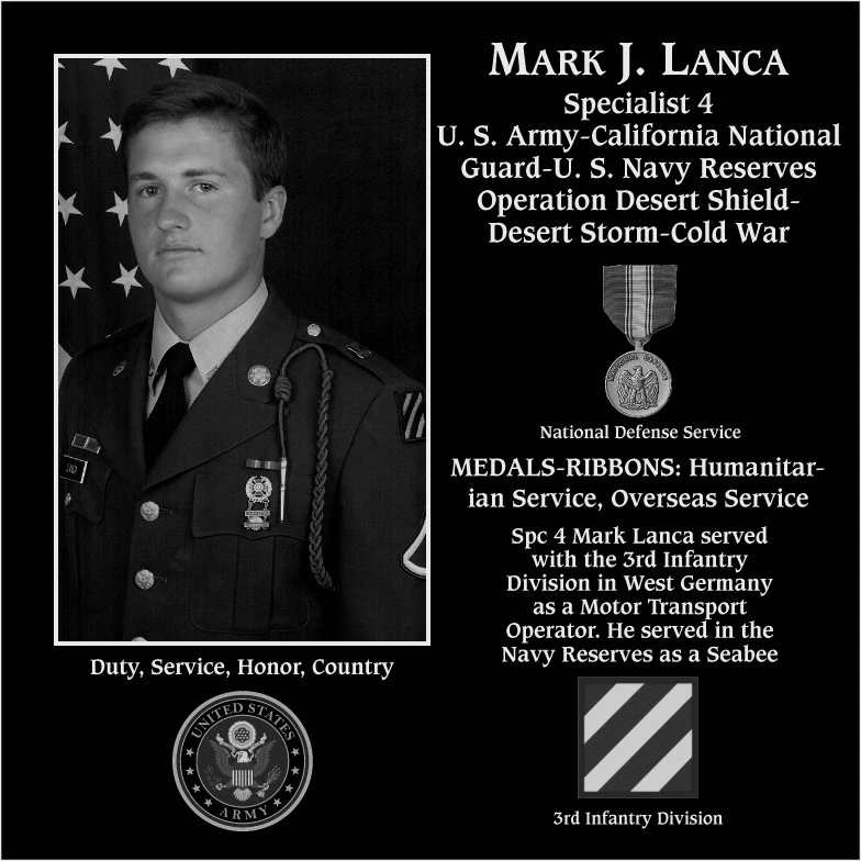 Specialist Mark J. Lanca | Mt. Soledad Virtual Plaque