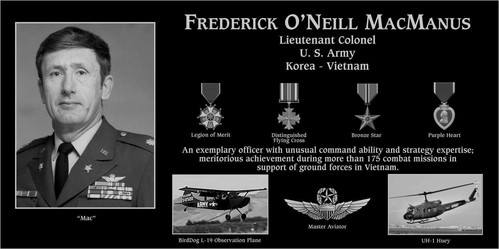 Lieutenant Colonel Frederick O'Neill MacManus | Mt. Soledad Virtual Plaque