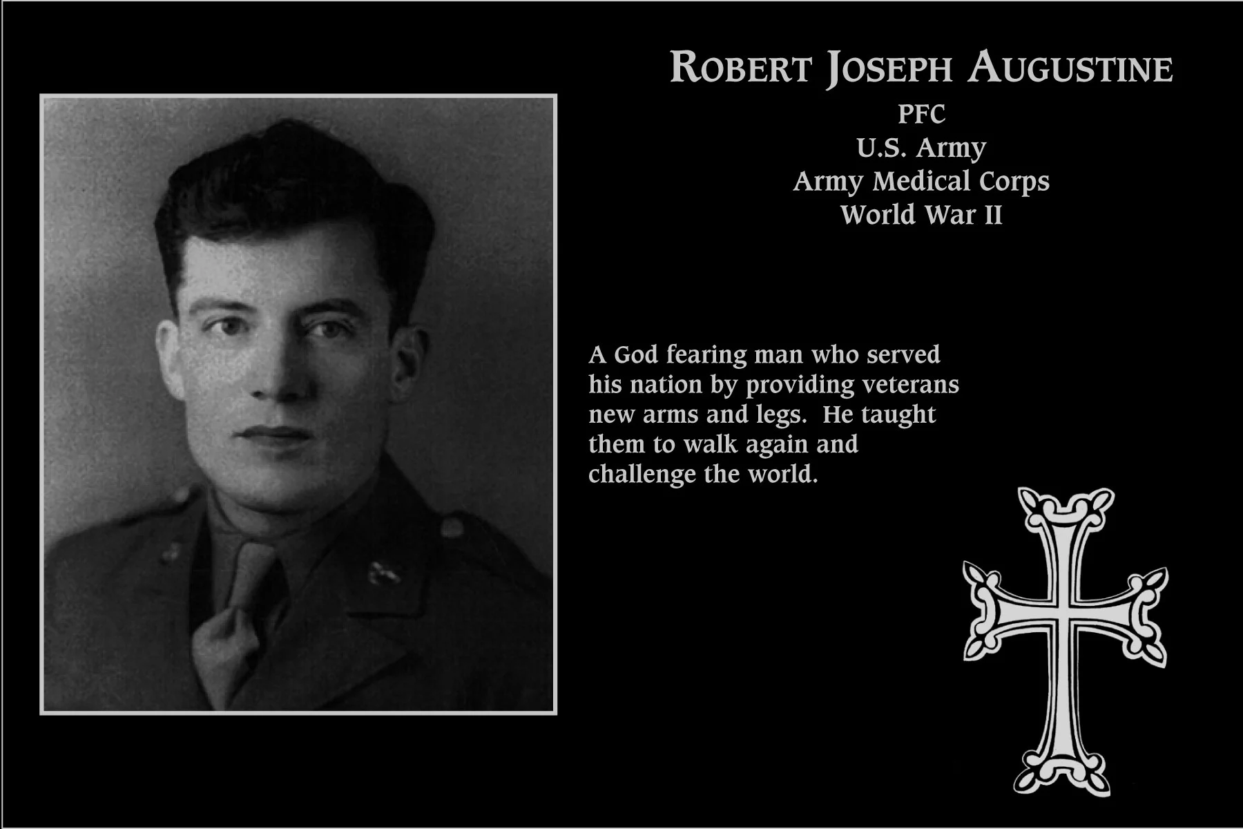 Private First Class Robert Joseph Augustine | Mt. Soledad Virtual Plaque