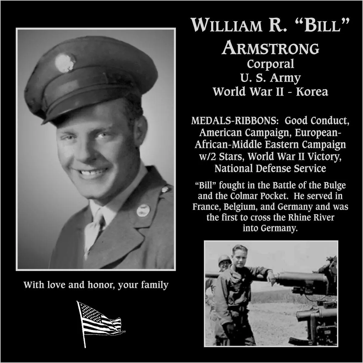 Corporal William R Armstrong | Mt. Soledad Virtual Plaque