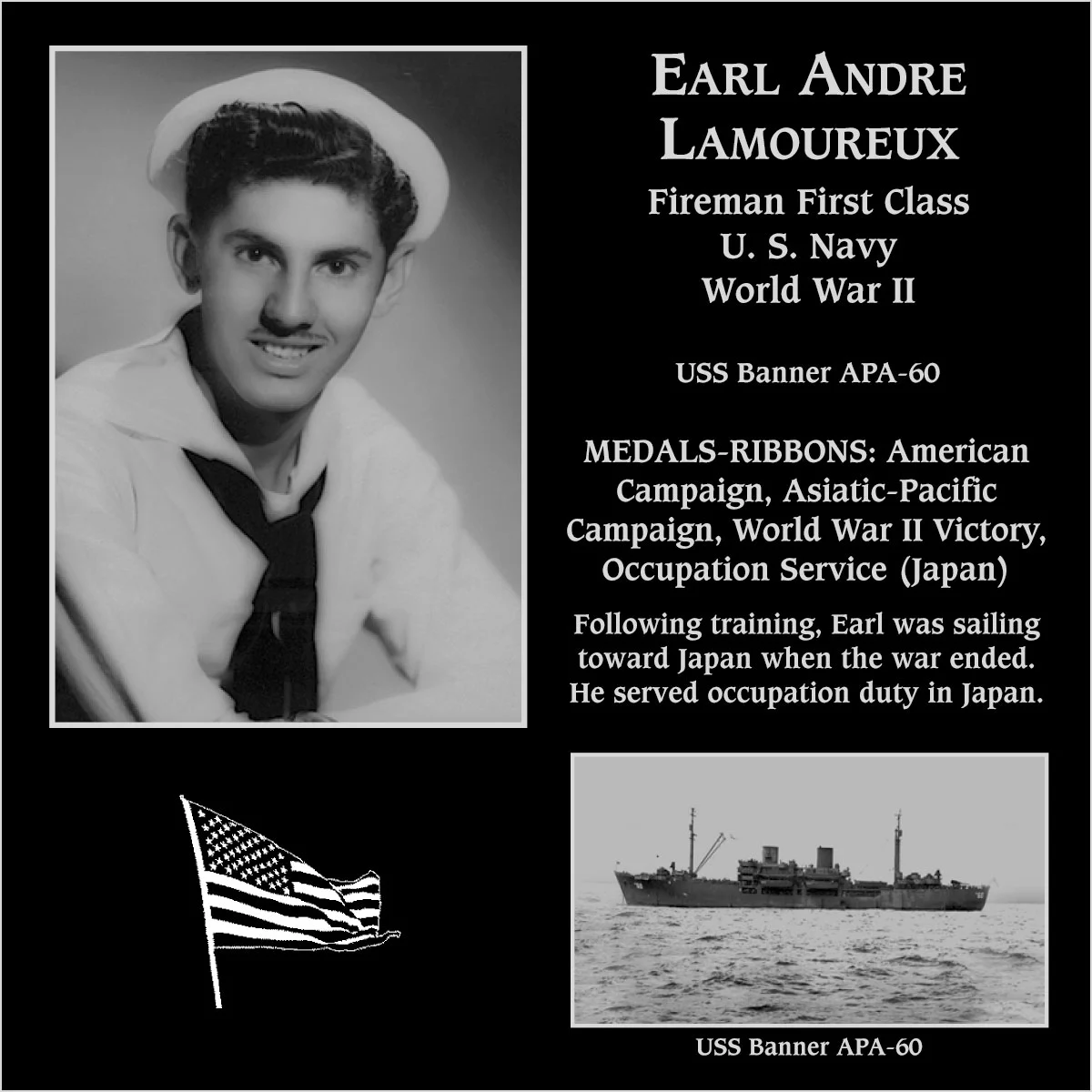 Petty Officer First Class Earl Andre Lamoureux | Mt. Soledad Virtual Plaque