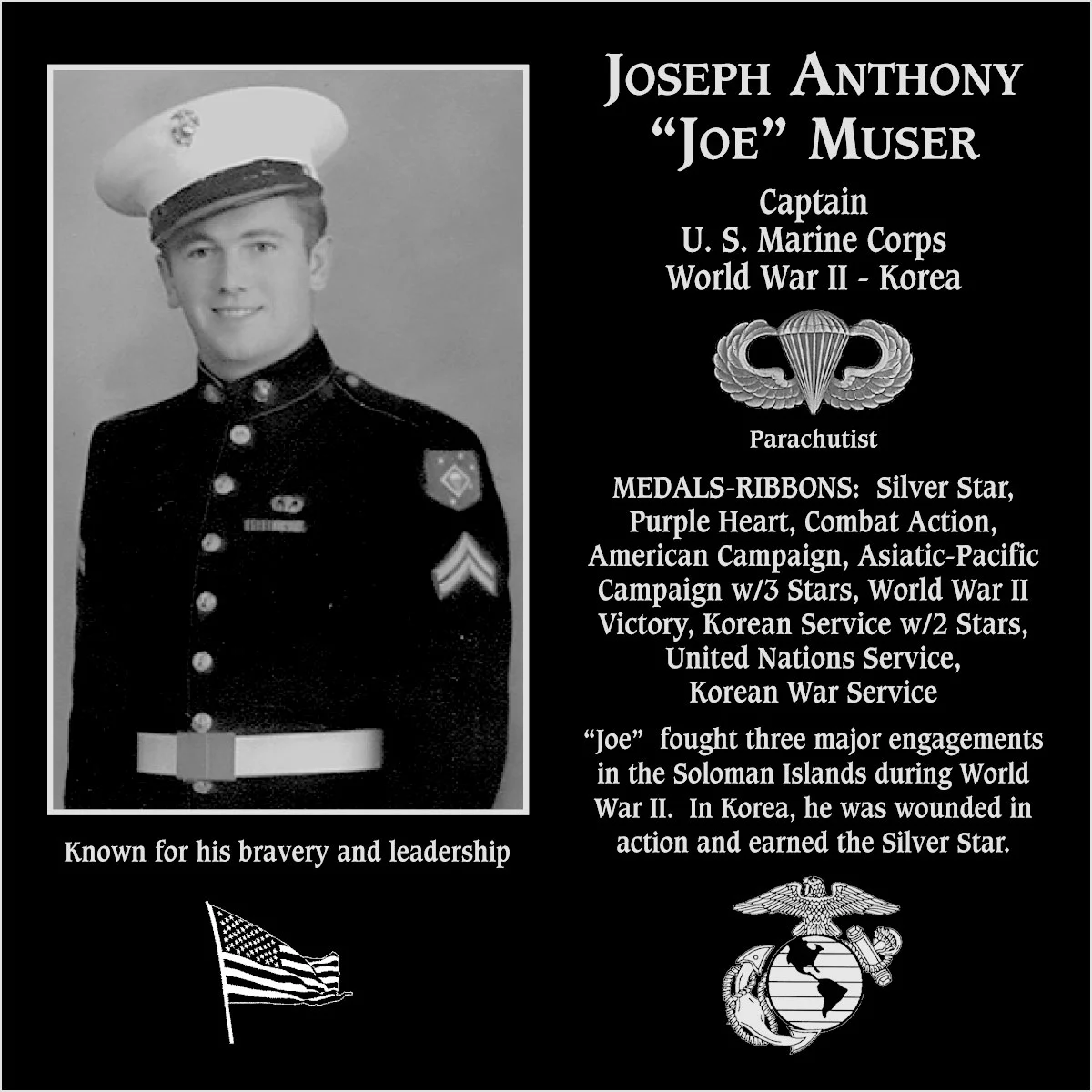 Captain Joseph Anthony Muser | Mt. Soledad Virtual Plaque