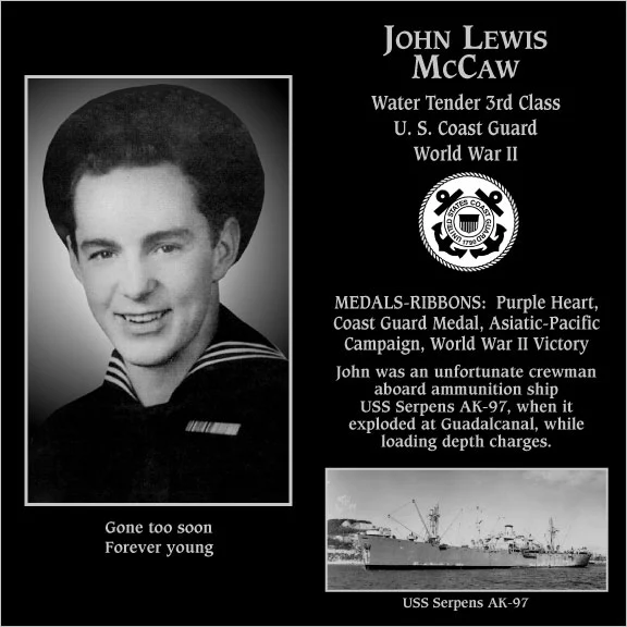 Petty Officer Third Class John Lewis McCaw | Mt. Soledad Virtual Plaque
