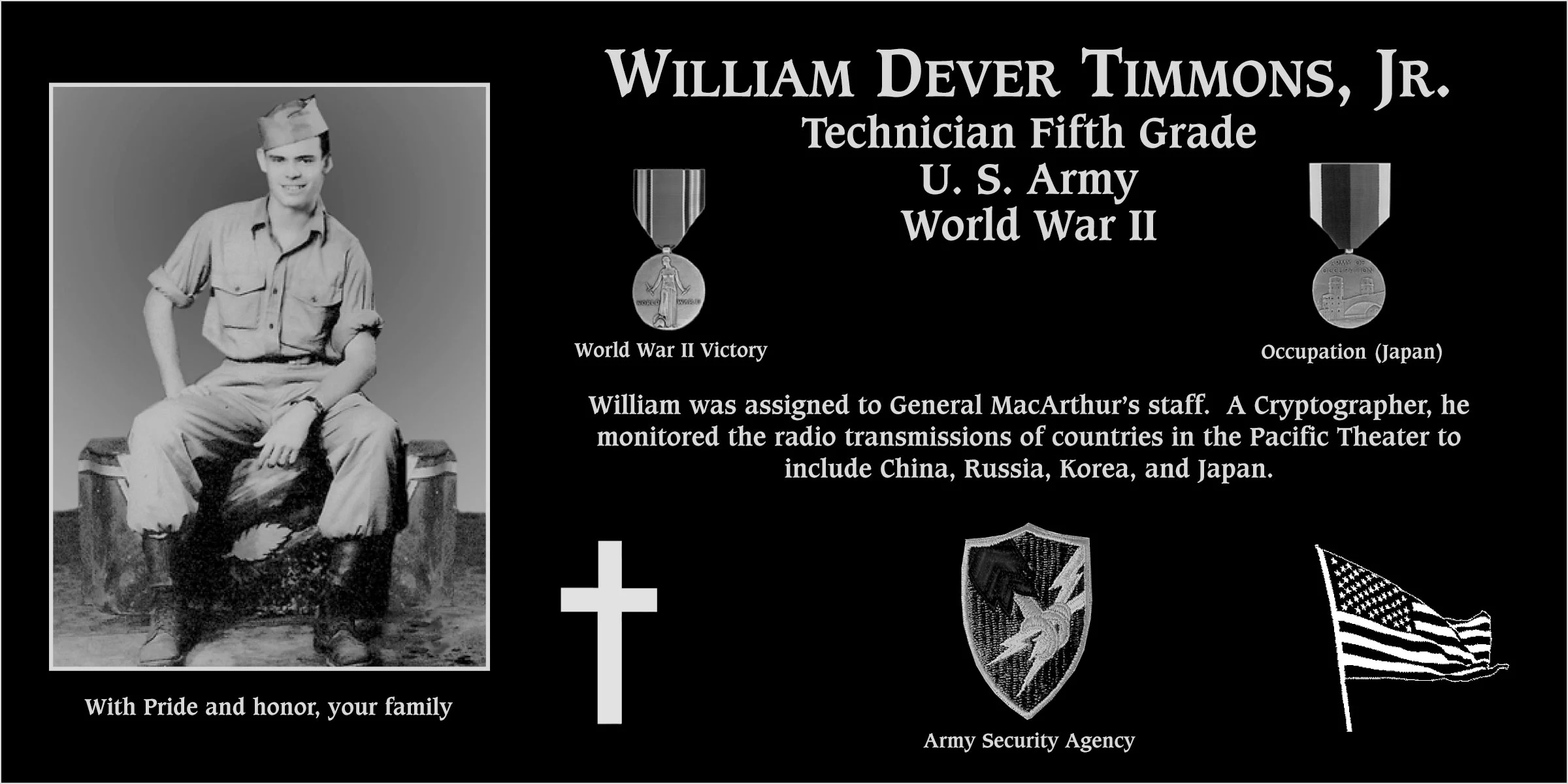 Corporal William Dever Timmons jr | Mt. Soledad Virtual Plaque