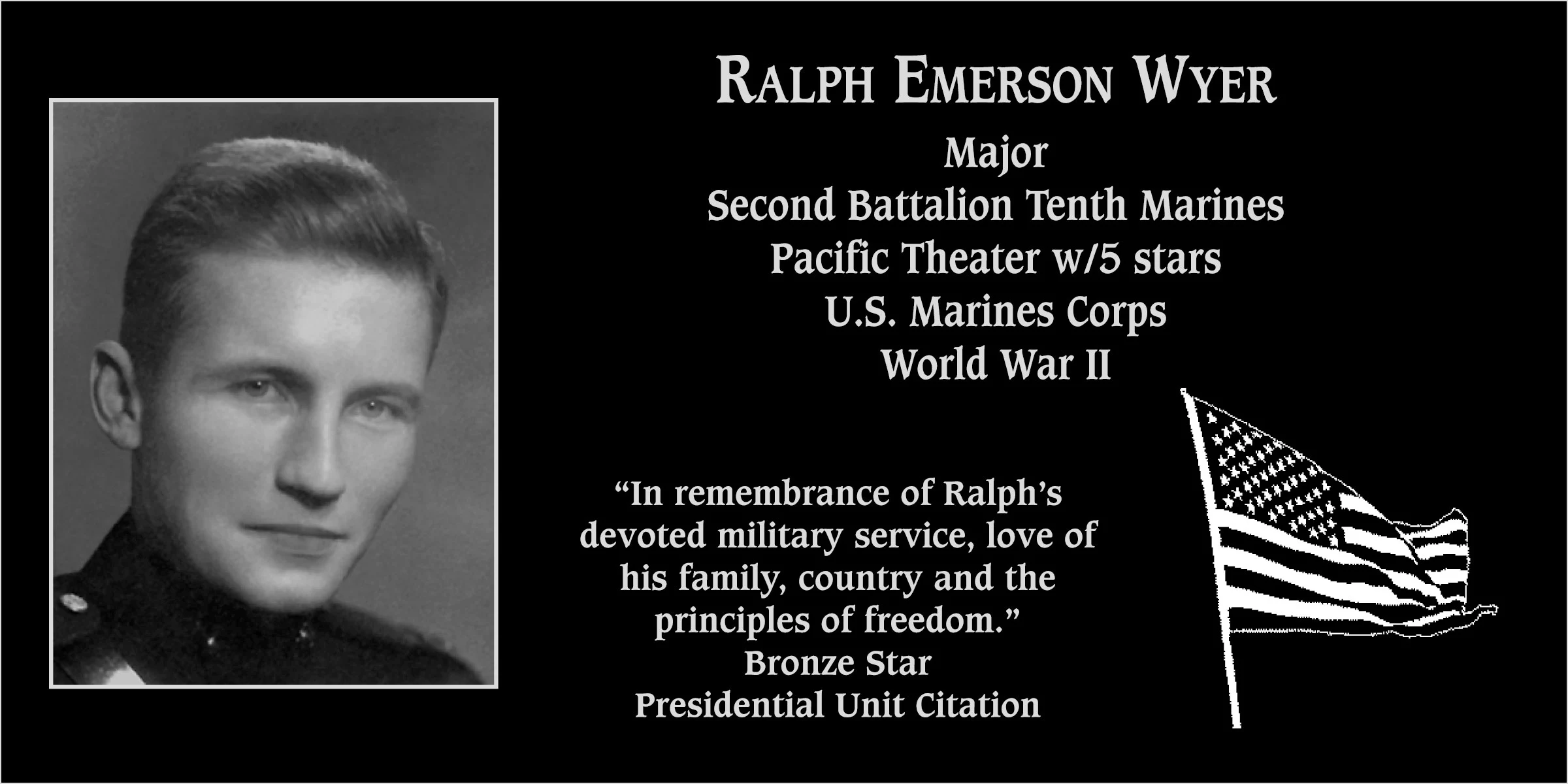 Major Ralph Emerson Wyer | Mt. Soledad Virtual Plaque