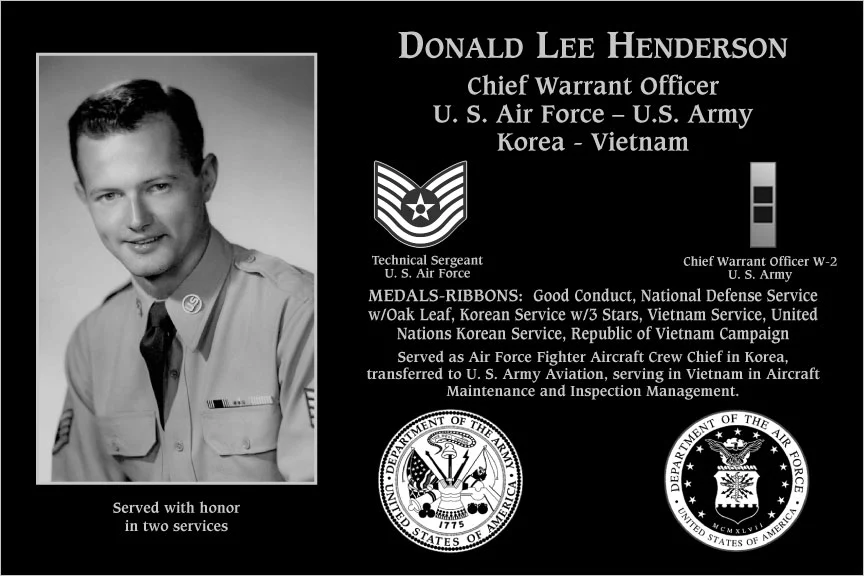 Chief Warrant Officer 2 Donald Lee Henderson | Mt. Soledad Virtual Plaque